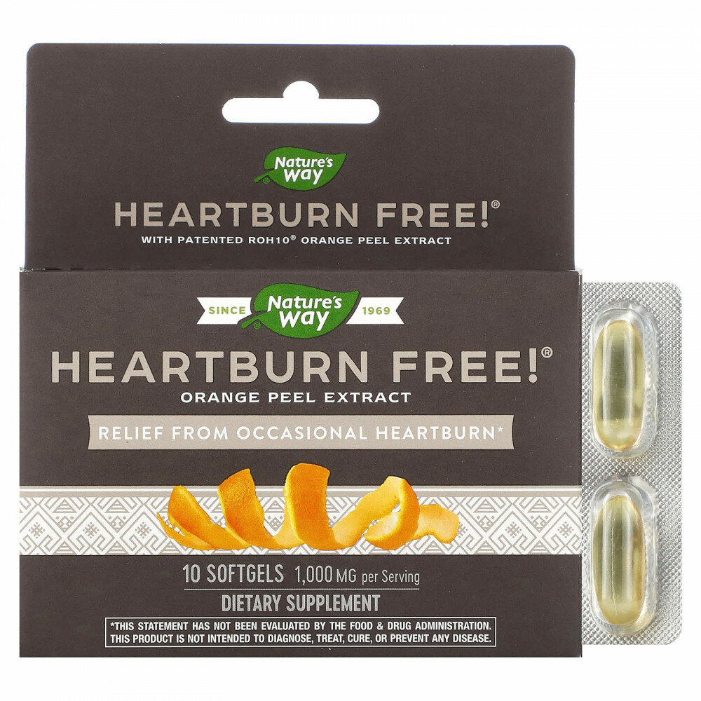 Nature's Way, Heartburn Free!®, 1000 мг, 10 капсул