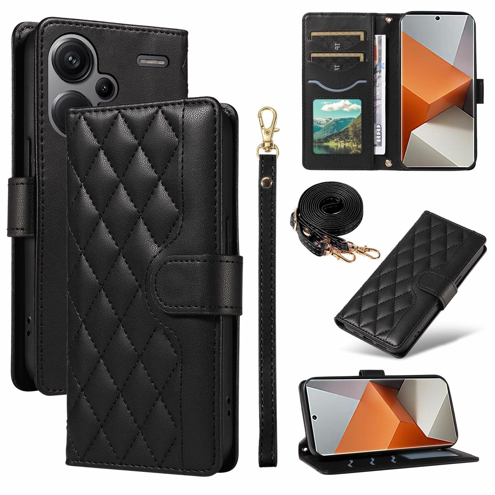 YIKATU Кожаный Чехол Для Xiaomi Redmi Note 13 Pro Plus 5G ( Редми Нот 13 Про Плюс 5G ) С визитницей из экокожи, модный, против падения, подарочный, элитный, книжка