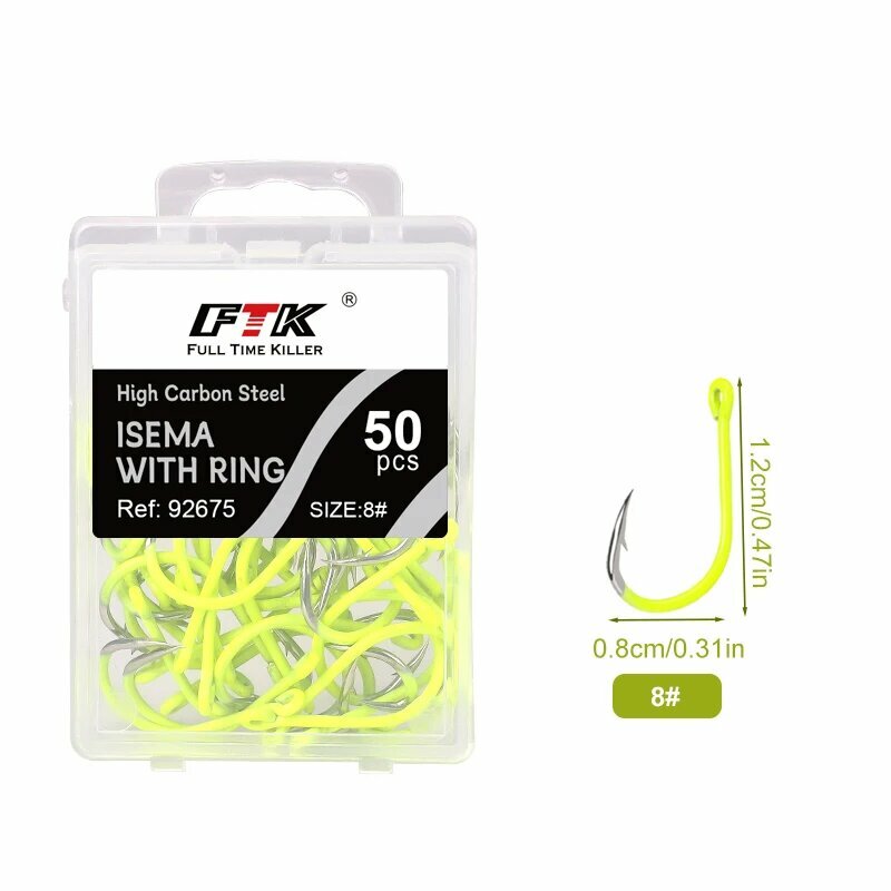 FISH KING Колючие рыболовные крючки из высокоуглеродистой стали SIZE-8-50PCS