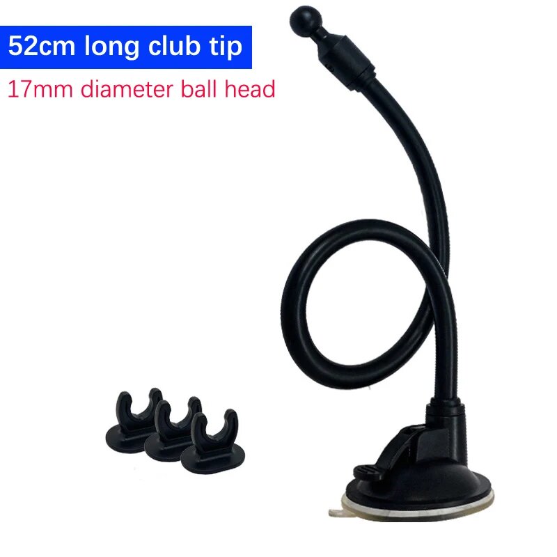 Гибкий держатель для телефона, длинный стержень с шаровой головкой 17 мм для беспроводной зарядки телефона, зажим с креплением на присоске, кронштейны для лобового стекла, основание