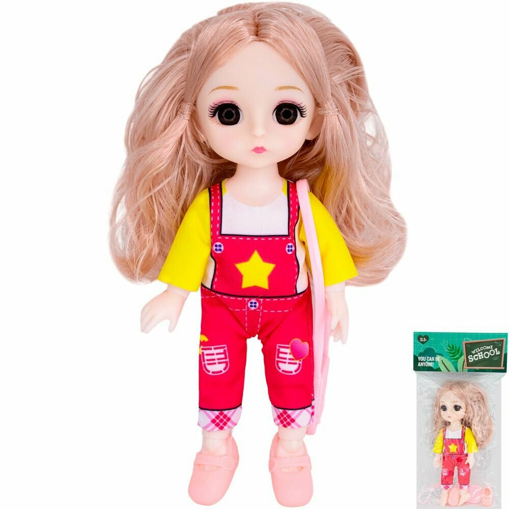 Кукла малышка шарнирная с сумочкой, 16см