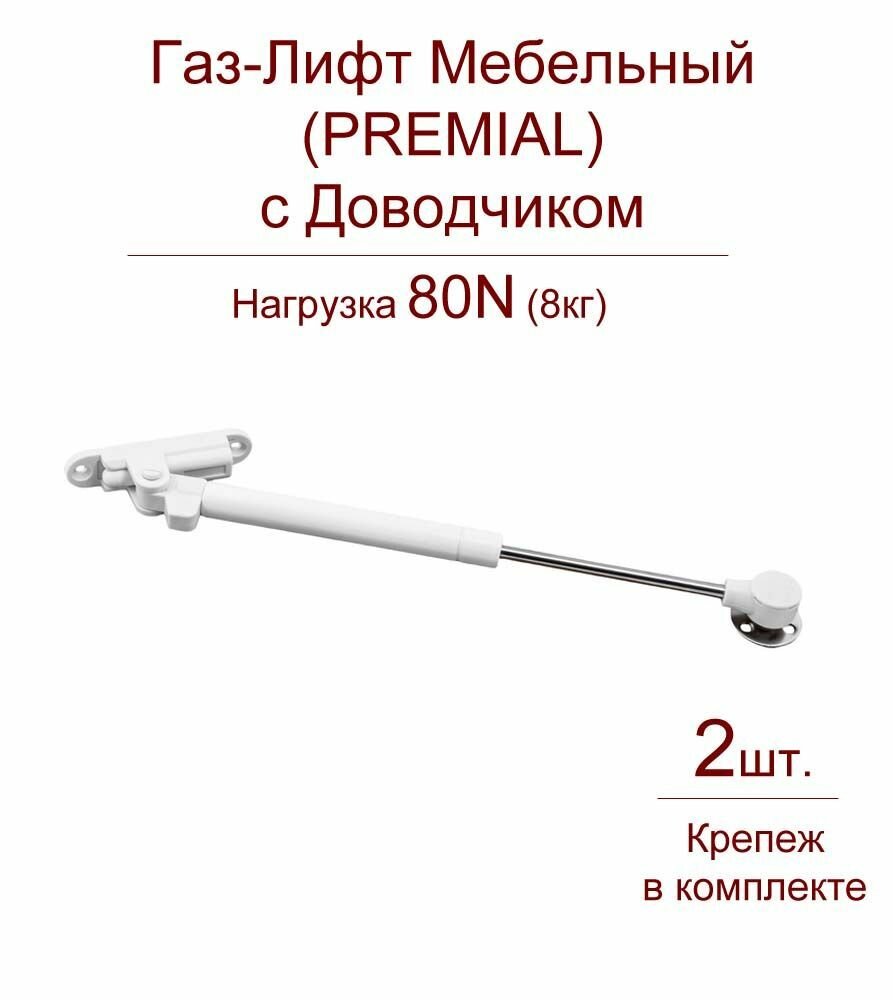 Газ-Лифт 80N PREMIAL ADAGIO с доводчиком (2шт.)