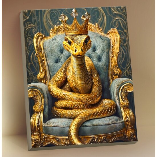 Картина по номерам с поталью Флюид HR0694 Золотая королевская змея 40х50 см
