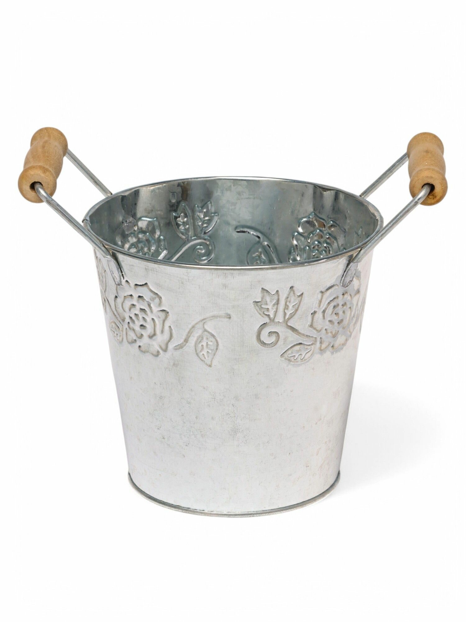 Кашпо с деревянными ручками Ведёрко Альва , 900 мл, металл, 2 шт