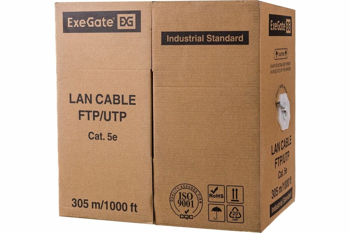 Кабель FTP ExeGate 4 пары, категория 5e, Special медь, 26AWG, экран, бухта 305м, серый, PVC 138967