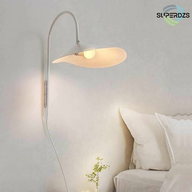Настенный светильник с длинной рукой и поворотным механизмом для спальни и гостиной, светодиодный, белый/черный