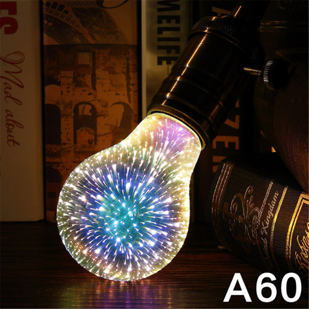 3D Firework LED Bulb Light Bulbs Effect 4W E27 Lamp Vintage Colorful Decorative