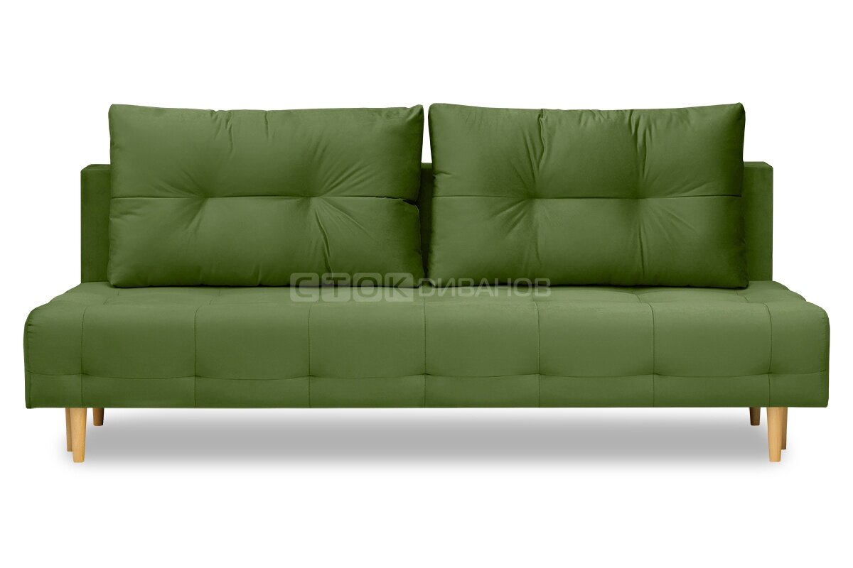 Диван Сток Диванов Kёльн Green зеленый, механизм еврокнижка, на ножках