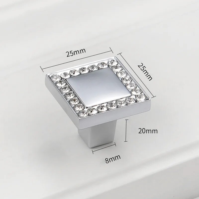 Ручки для шкафов серебряные Crystal & zinc alloy 25 мм
