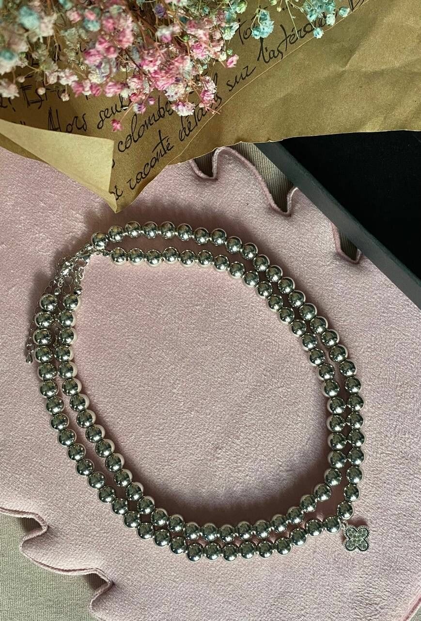 Колье, кристалл, гематит, жемчуг имитация