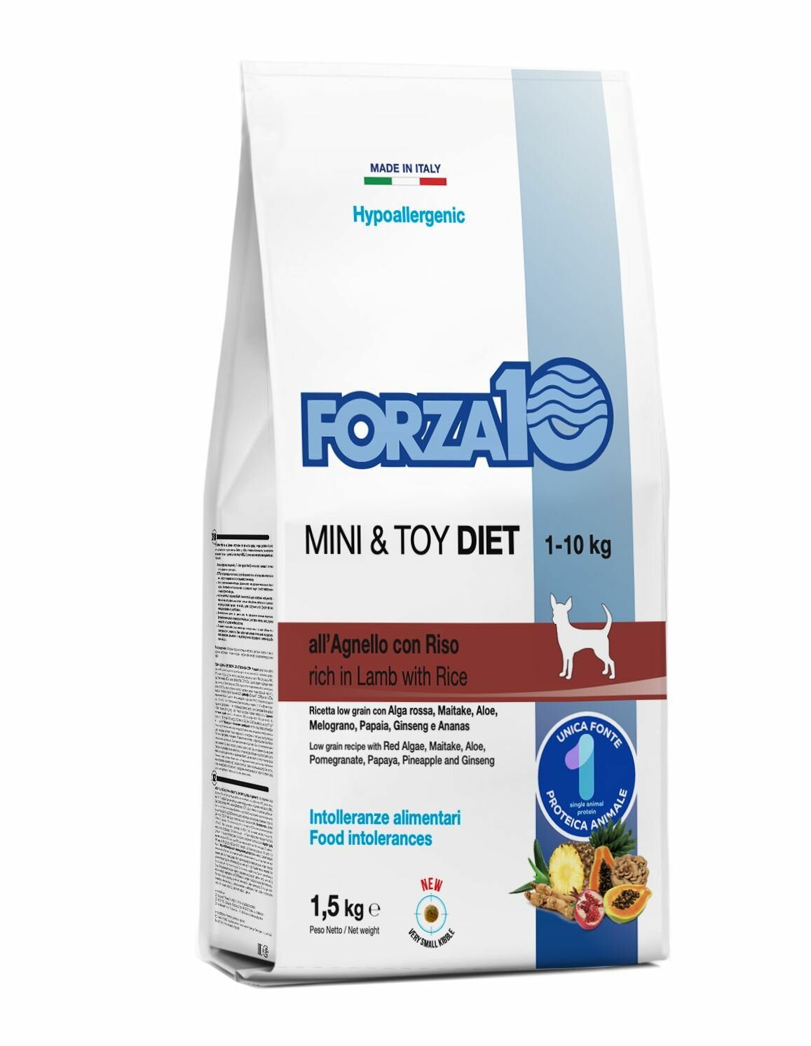 Сухой корм Forza 10 "Mini Diet Agnello", гипоаллергенный, для взрослых собак, 1,5 кг