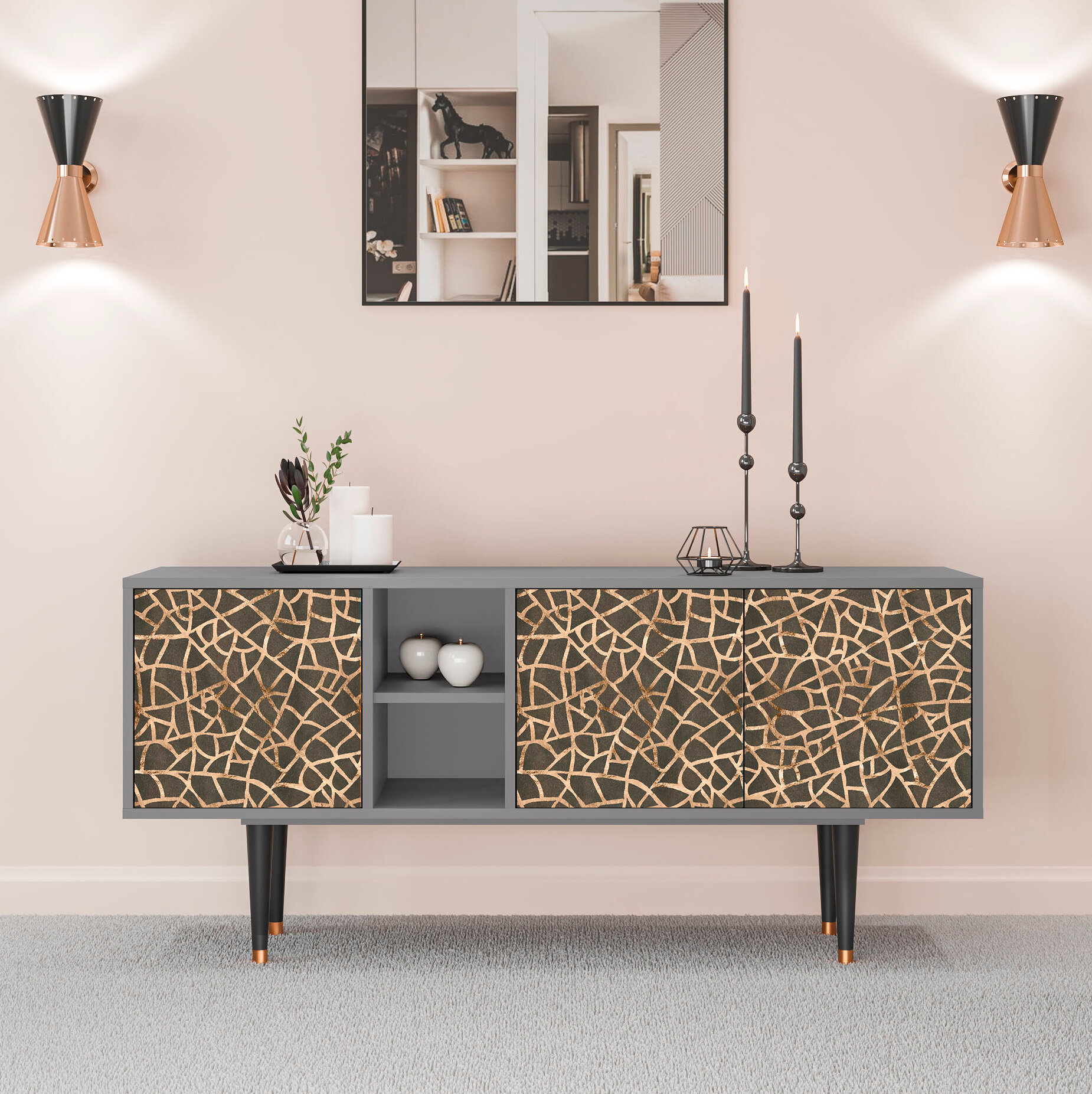 ТВ-Тумба - STORYZ - T5 Enlarged Leaf, Размер - 150 x 69 x 41 см, Цвет корпуса - , Серый