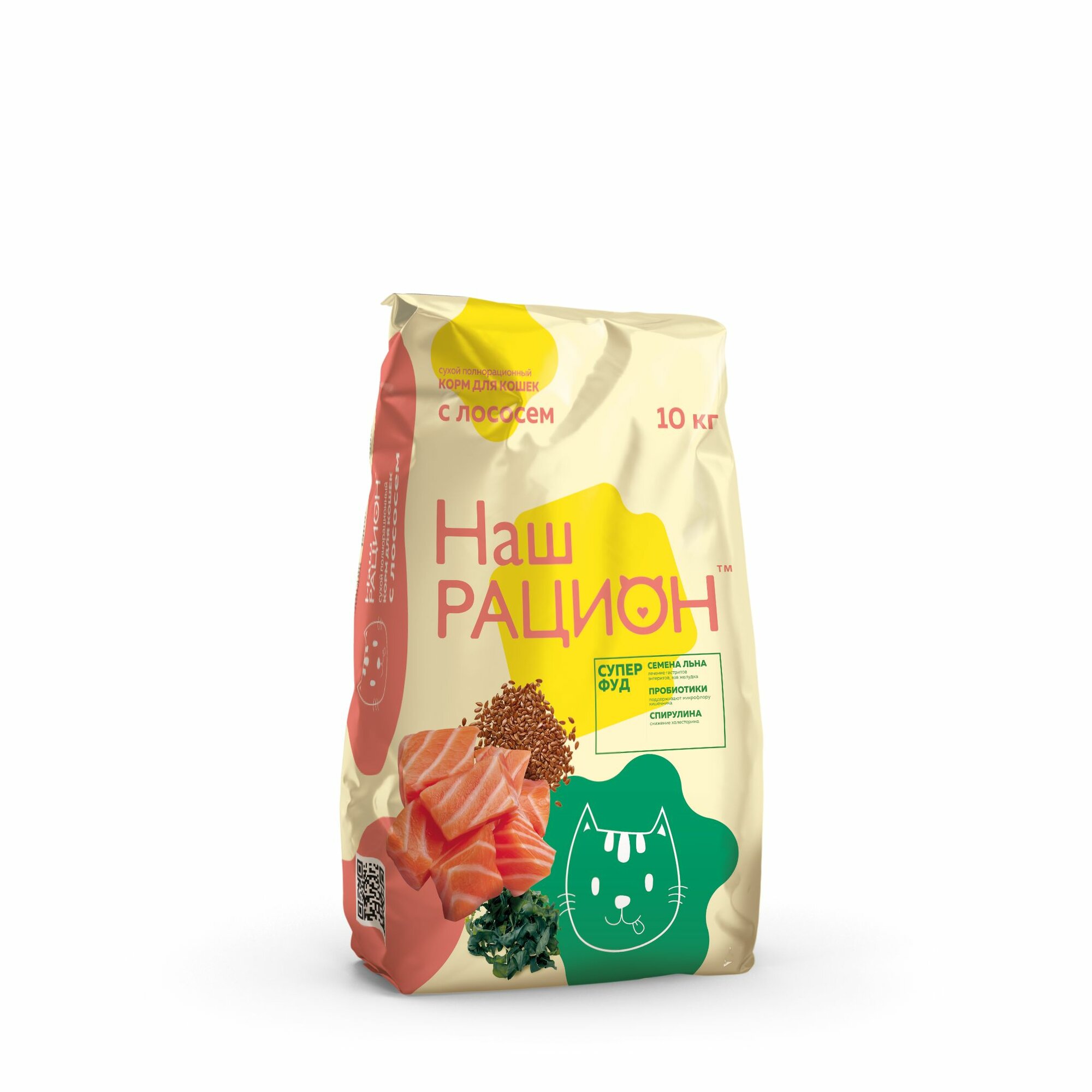 Корм Наш Рацион сухой полнорационный для взрослых кошек Лосось,10кг