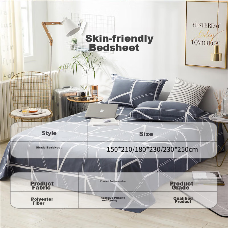 Aiwei Single Bed Sheet, Single Bed for Student Dormitory, Winter Brushed Bedding, Getao Shidai, 180*230cm