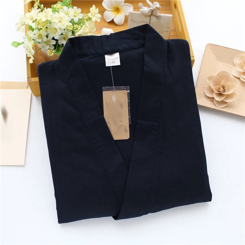 Кимоно в японском стиле для пар, юката, одежда для сна, топы, брюки, комплект для дома, купальный костюм, подарок для женщин и мужчин Темно-синий, XL, Men 2