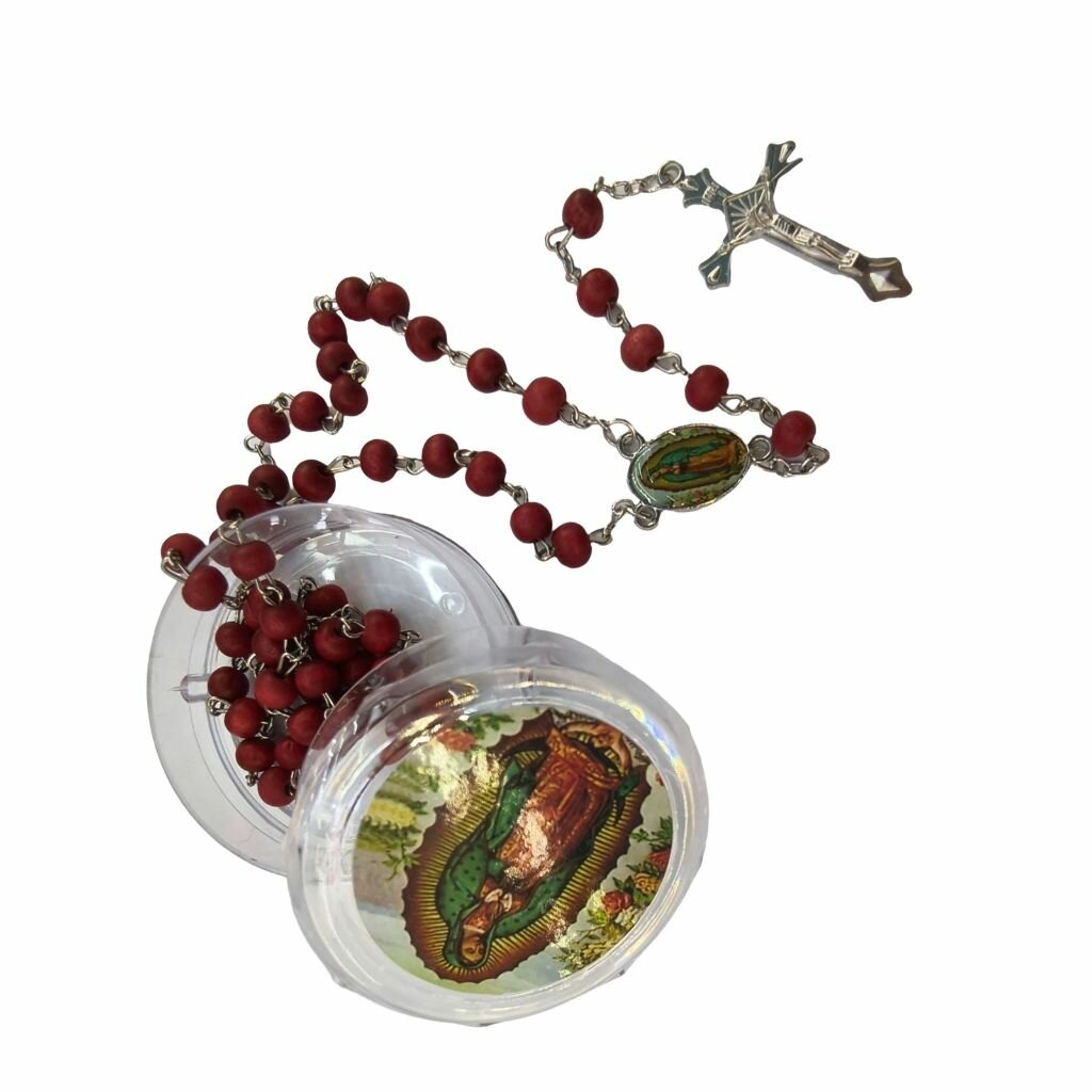 Четки из дерева с распятием и образом Гваделупской Богоматери