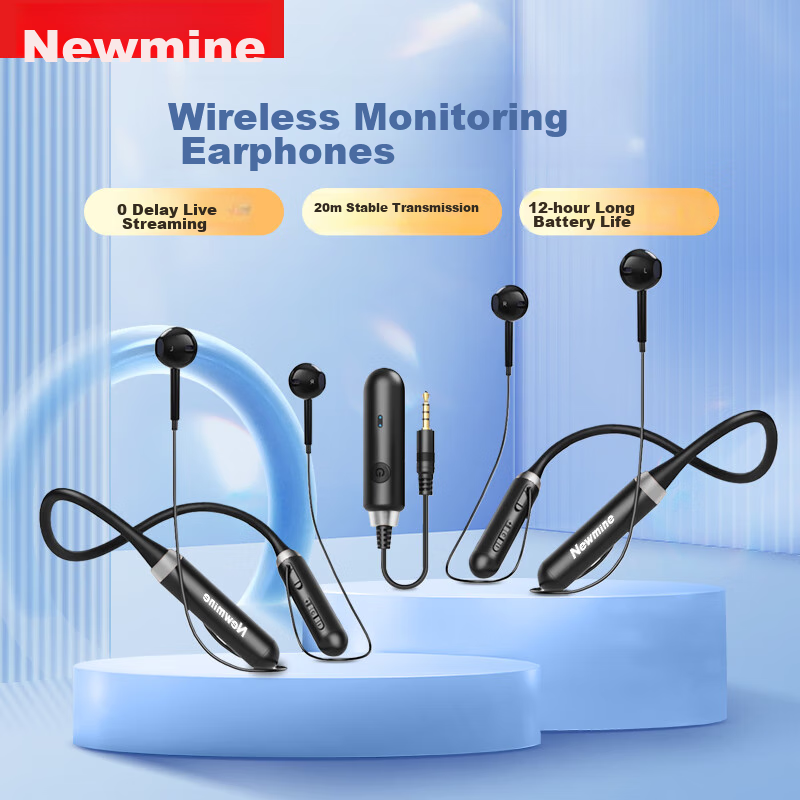 Newman C03 Live Streaming Wireless Monitoring Headphones for Singing And Recording, Neckband-Style Bluetooth Sports In-Ear Noise-Cancelling Wireless Sound Card Microphone All-In Device [One to Two]