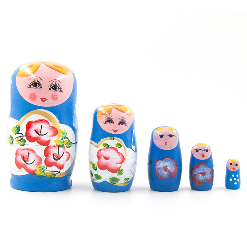 Деревянная матрешка Москва, 5 кукол, 11,8 см, разборные, синий цвет