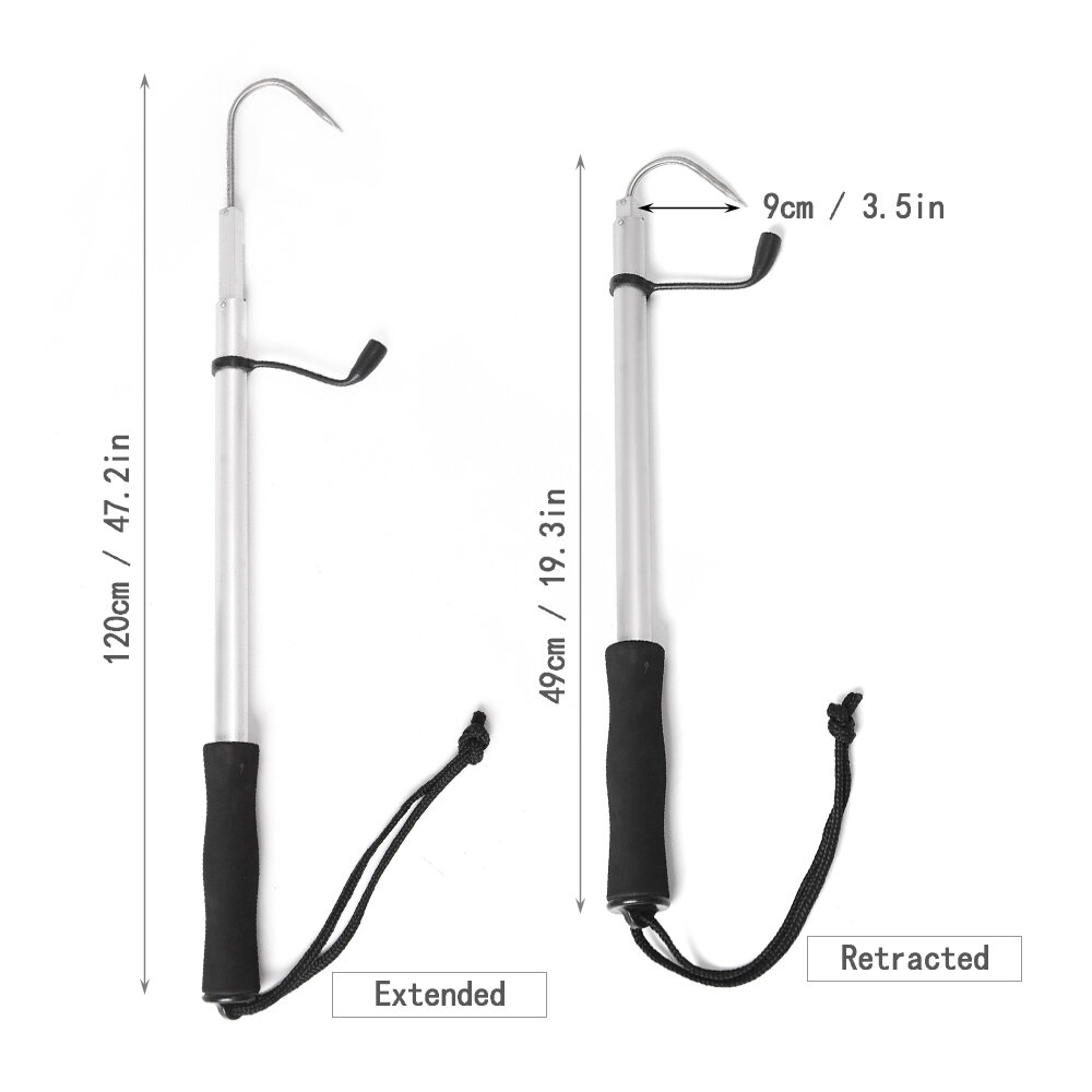 Телескопический багор для зимней рыбалки 120CM, нержавеющая сталь, снасть для морской ловли