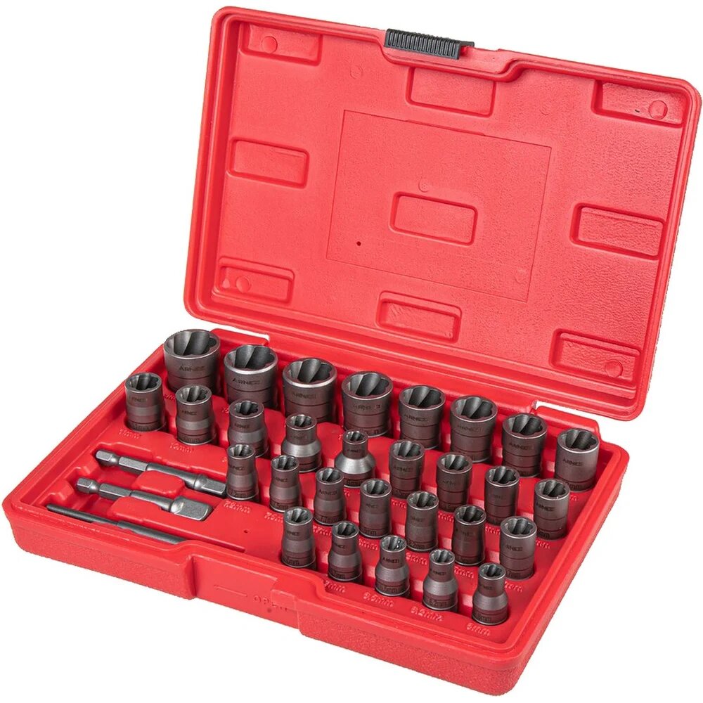 Набор головок Arnezi 1/4", 3/8" (экстракторов) для поврежденных гаек и болтов, 32, работы с повреждённым