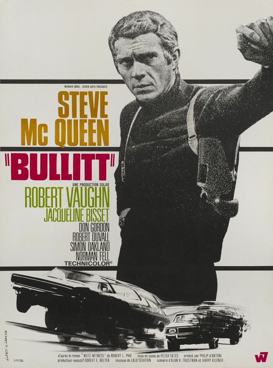Плакат, постер Буллит Bullitt, 1968 на бумаге, размер 60х84см