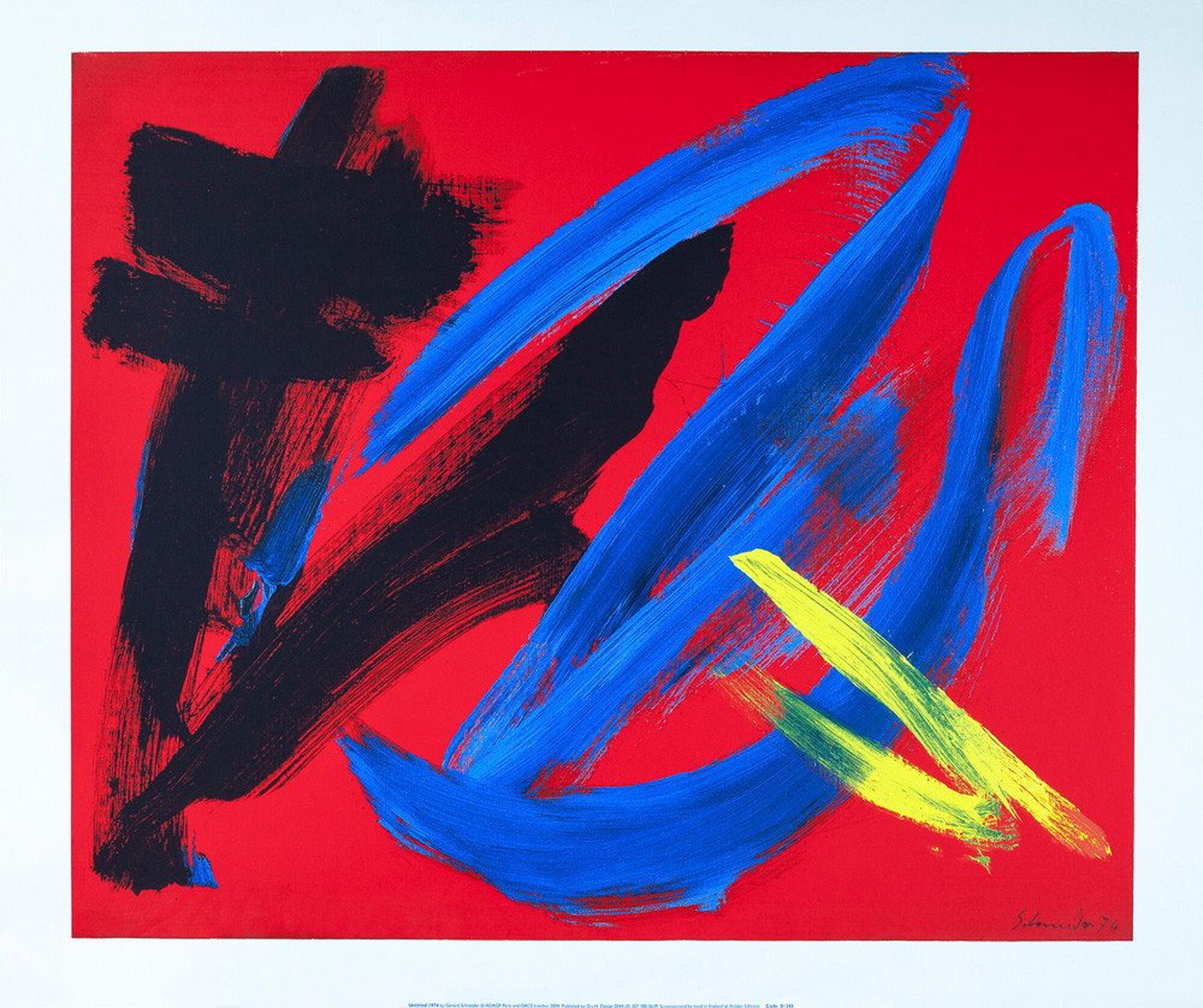 Плакат, постер Пьер Сулаж: абстрактная энергия черного и красного на холсте, размер 21х30см