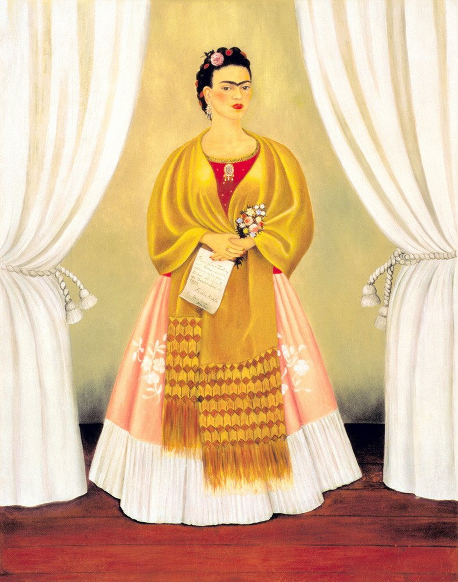 Плакат, постер Автопортрет для Троцкого-Фрида Кало (1937) на бумаге, размер 21х30см