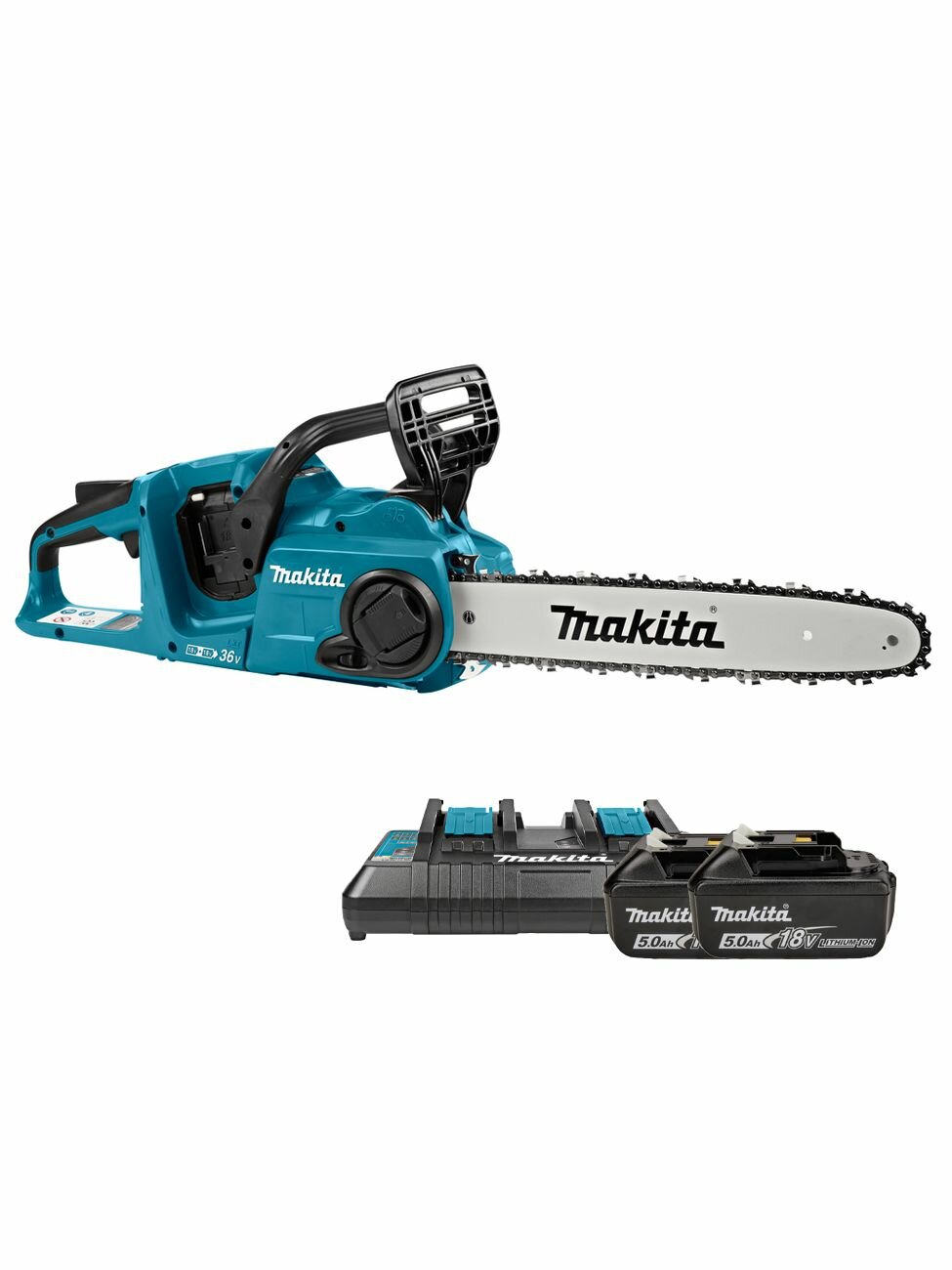 Пила цепная аккумуляторная 35см 36В, акк 2х5Ач и з/у, Makita DUC353PT2