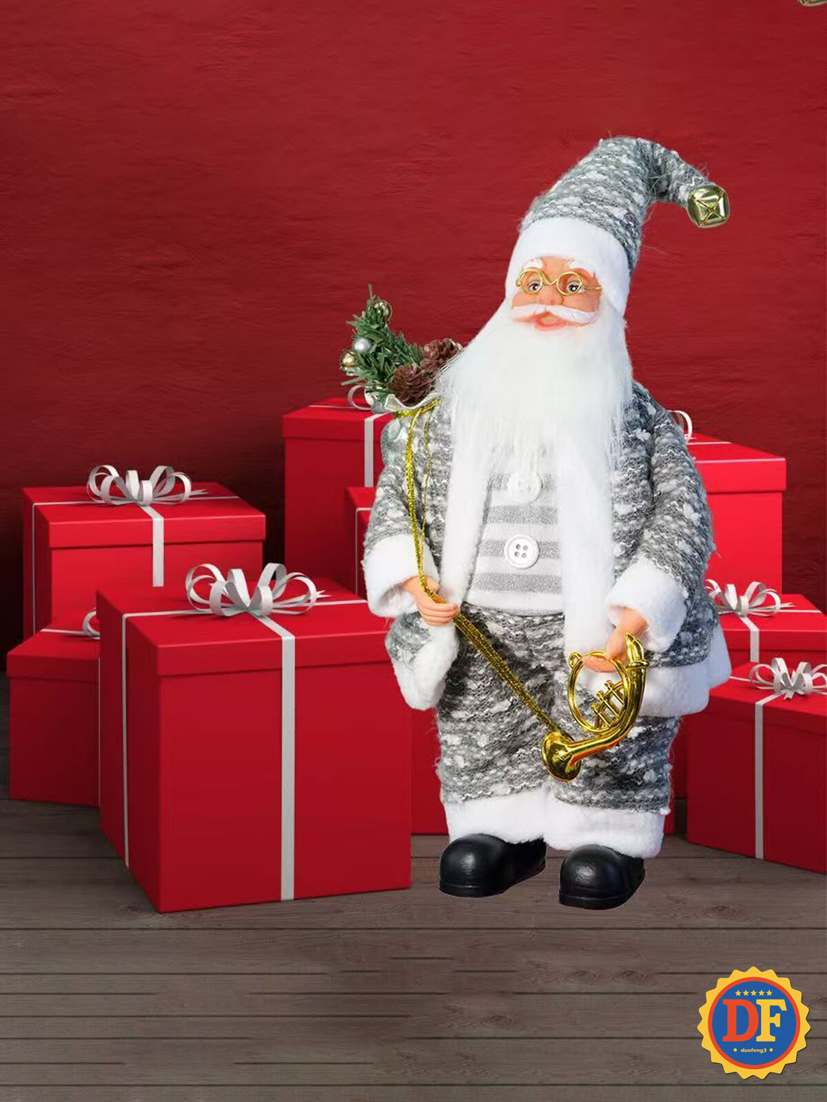 Фигурка Санта Клауса стоячая, 32 см, полиэстер, новогодний декор для дома и ёлки，1 шт.