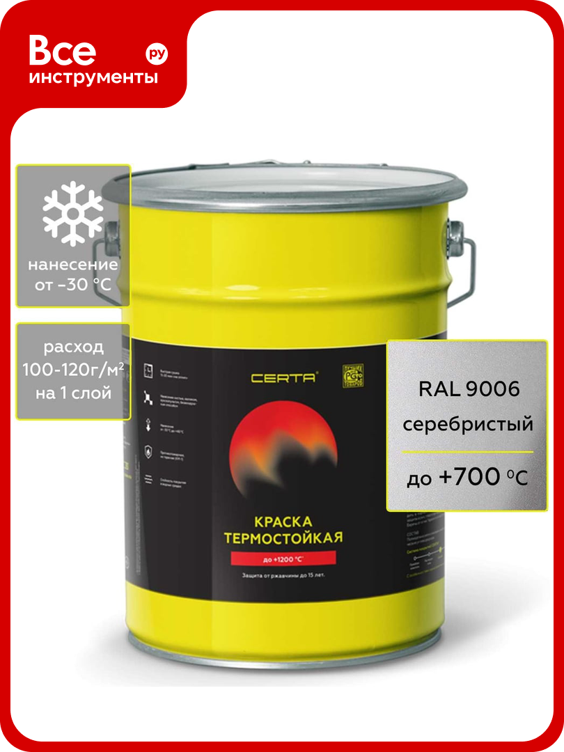 Термостойкая краска CERTA для металла, печей, мангалов, радиаторов, дымоходов, суппортов, до 700