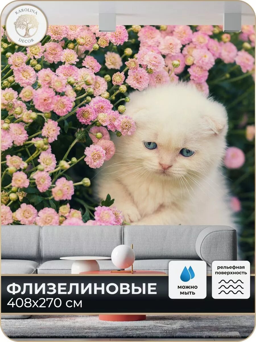 Фотообои Кот для зала в детскую в спальню на кухню 400х270