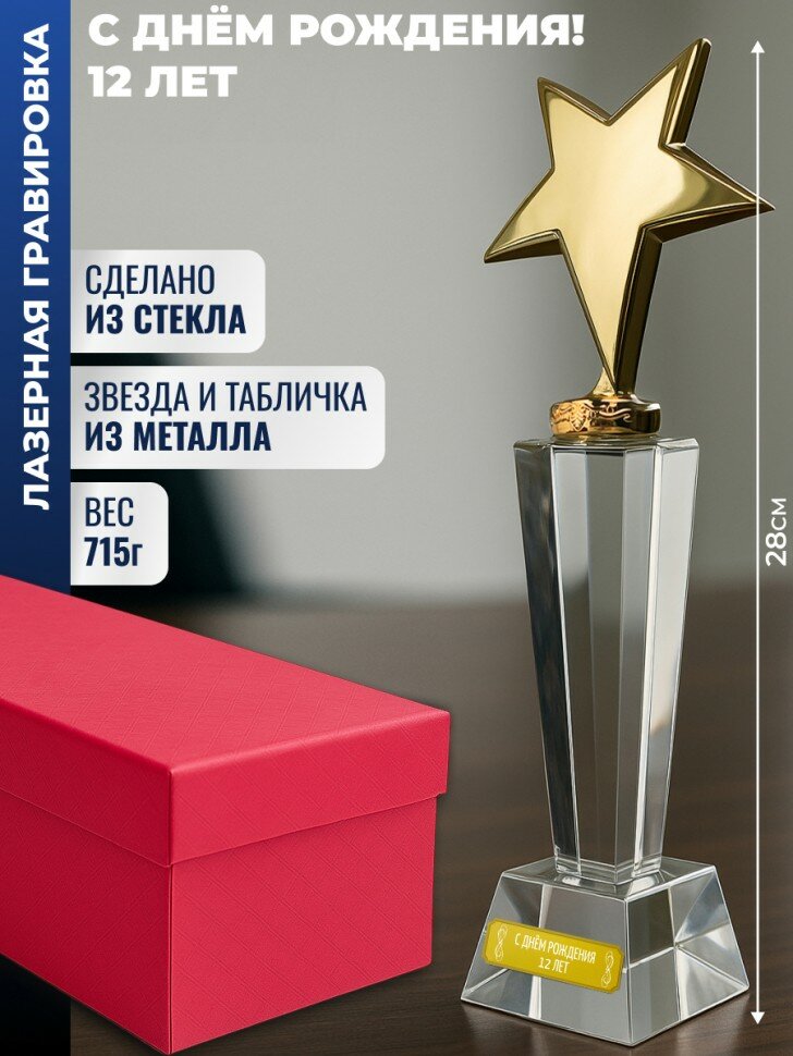 Наградная стела "С днём рождения! 12 лет"
