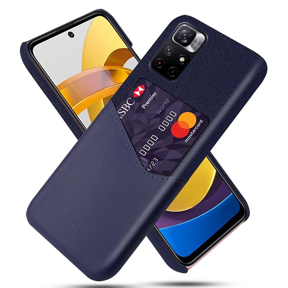 Чехол для Xiaomi Poco M4 Pro, деловой чехол для Xiaomi Poco M4 Pro, чехол с кармашками для карт, чехол-бумажник для Xiomi Mi Poco M4 Pro 5G M4Pro 4G Capa Coque Темно-синий, Navy Blue, For Poco M4 Pro 4G