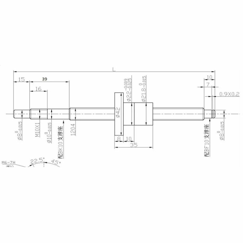 Винт ШВП SFU1204 400 мм 1204 (Диаметр 12 мм. шаг 4 мм) обработанной ШВП для BK/BF10