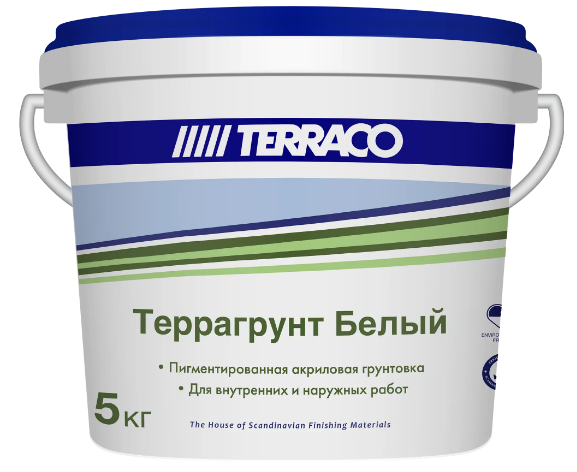 Террако Террагрунт грунтовка для внутренних и наружных работ белый (5кг)