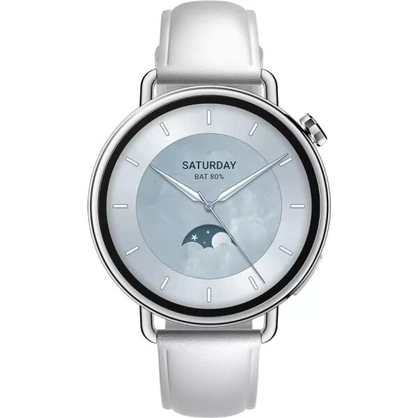Смарт-часы Xiaomi Watch S4 41мм 1.32" AMOLED корп. серебристый рем. белый разм. брасл:120-190 мм (BHR07VUGL)