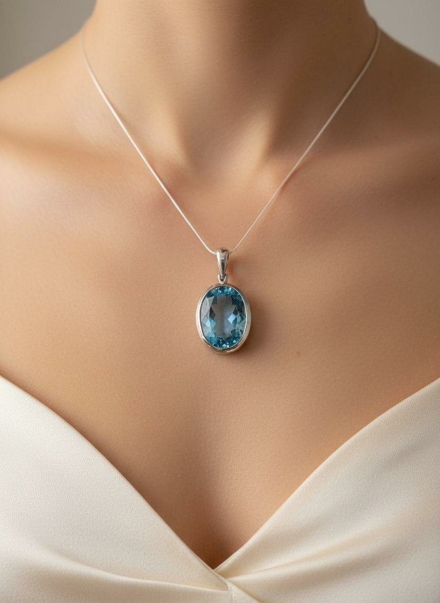 Подвеска, серебро, 925 проба, топаз