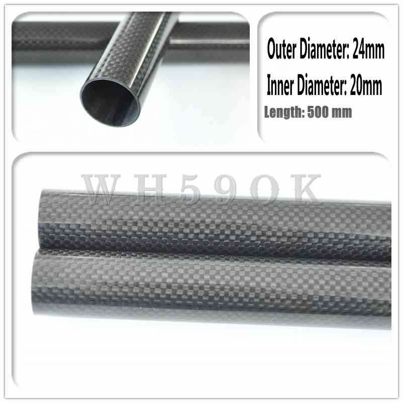 1 шт Карбон трубка 24*20*500 Глянцевый однотонный