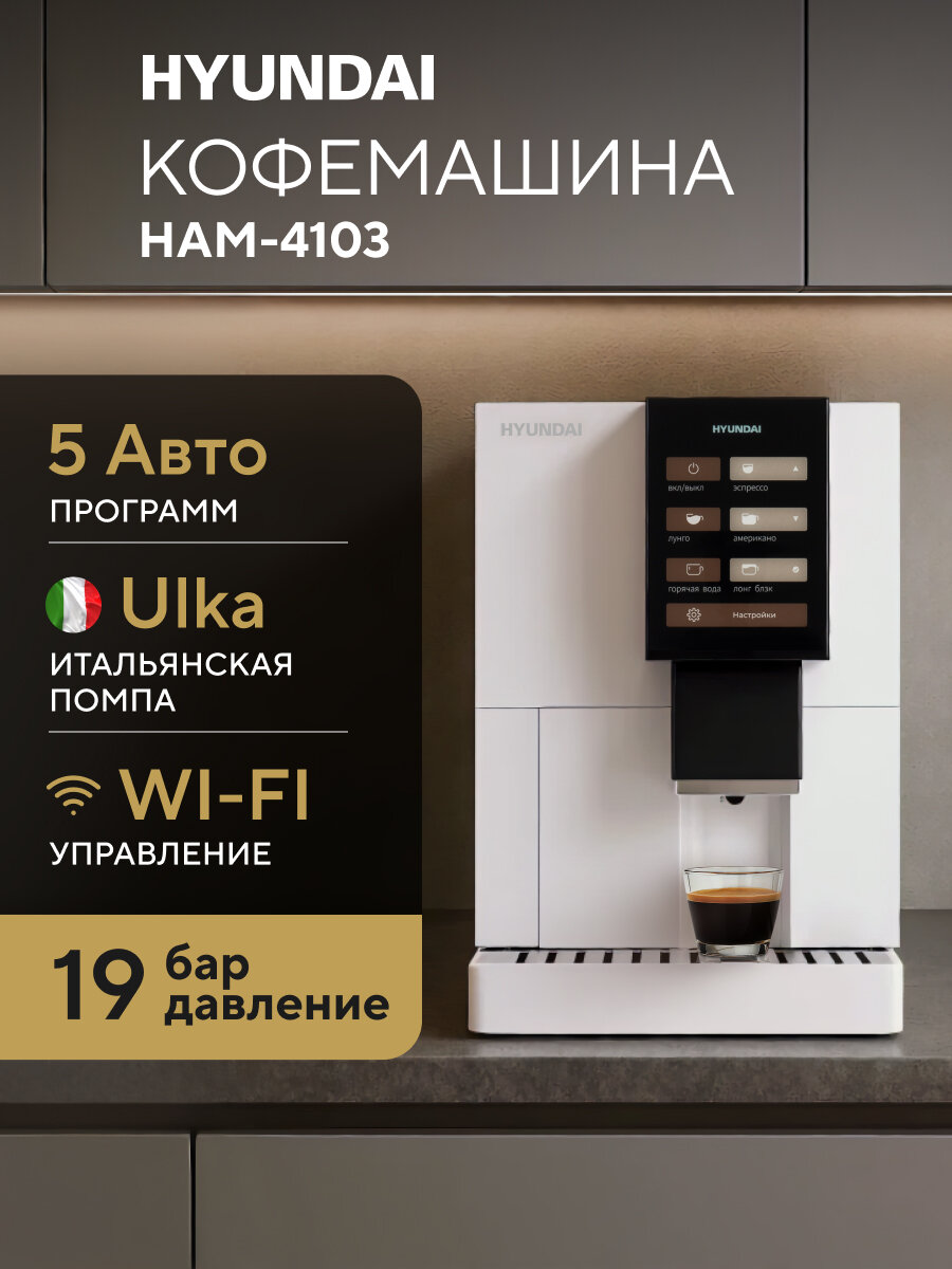 Кофемашина Hyundai HAM-4103 1500Вт белый
