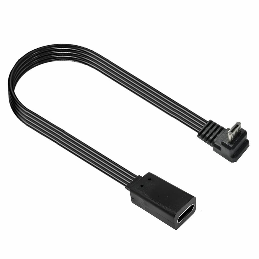 Угловой кабель Micro USB к USB C для передачи данных 480Mbps и зарядки 10W для камер, игрушек, ламп, 0.2m - CF в V8DO