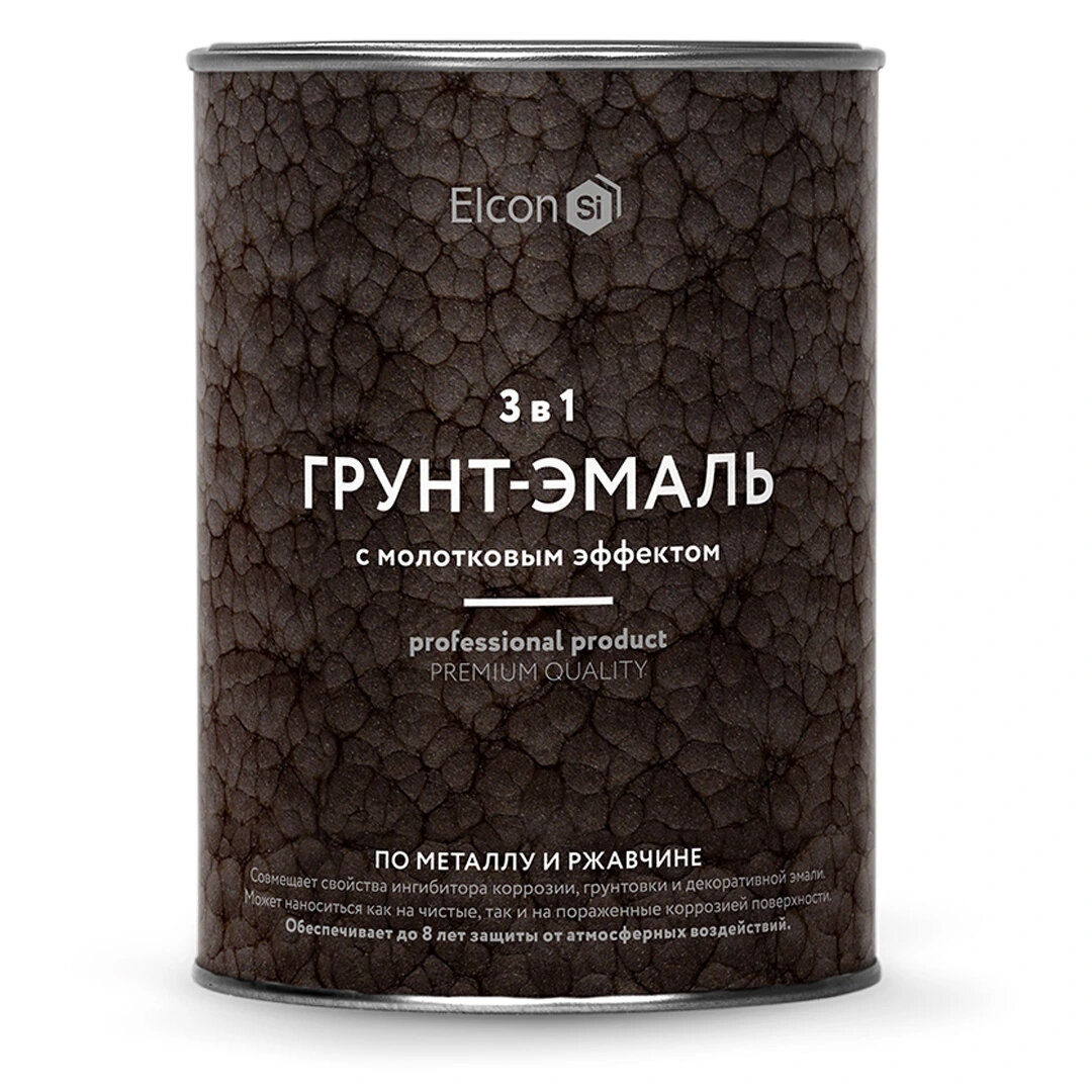 Грунт-эмаль ELCON по ржавчине, 3в1, молотковая синяя, 0.8 кг