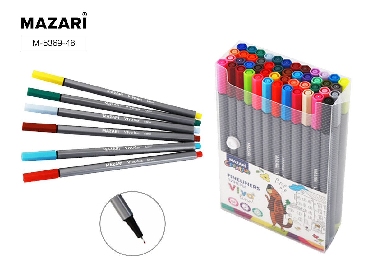 Ручка линер набор 48цв Vivo Line ПВХ-упаковка MAZARI M-5369-48