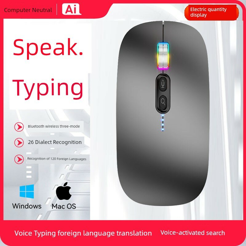 Ai Smart Voice Mouse for Speaking, Typing, Translation, Foreign Language Voice Control, Search, Bluetooth Wireless