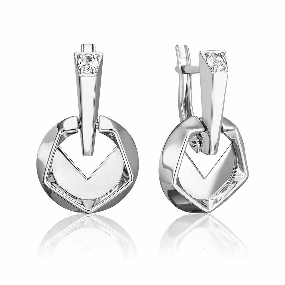 Серьги, белое золото, 585 проба, родирование, топаз