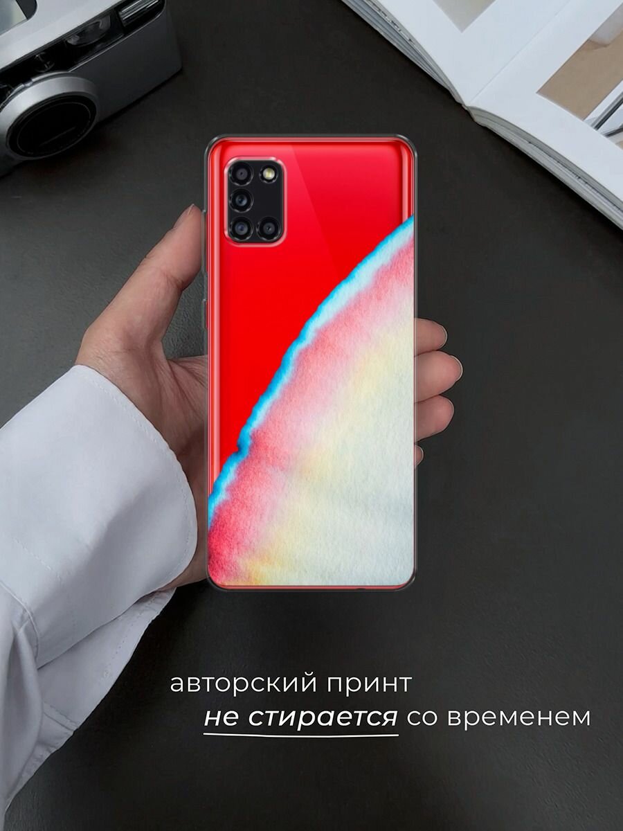 Чехол на Samsung Galaxy A31 / Самсунг Галакси А31 с принтом Слияние красок, прозрачный — фото 1