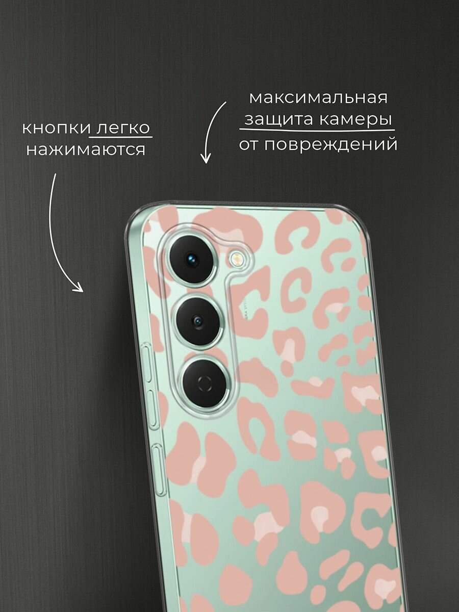 Чехол на Tecno Spark 40 Pro / Текно Спарк 40 Про с принтом Паттерн бежевый леопард, прозрачный — фото 1