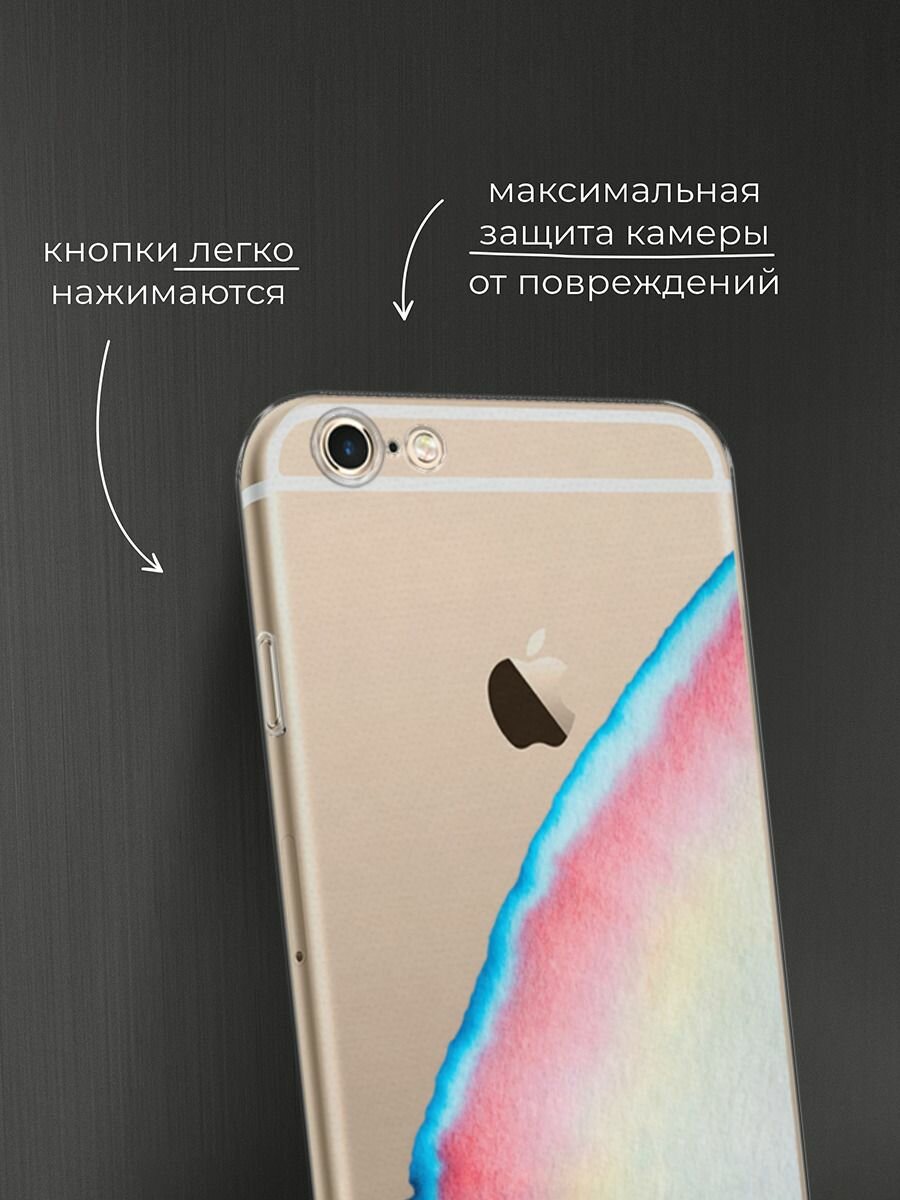 Чехол на Apple iPhone 6 Plus/6S Plus / Айфон 6 Плюс/Айфон 6С Плюс с принтом Слияние красок, прозрачный — фото 1