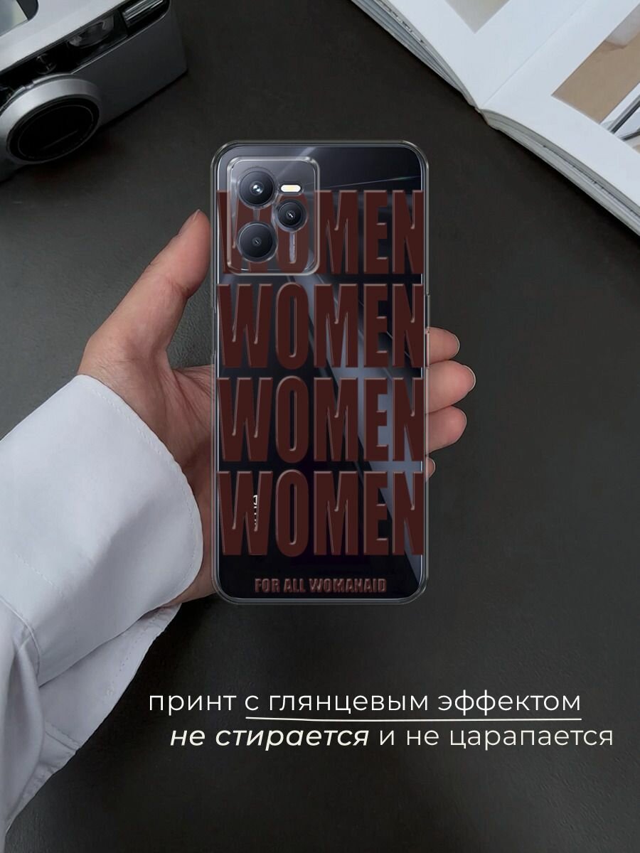 Силиконовый чехол на Realme C35 / Реалми C35 с принтом Woman burgundy — фото 1