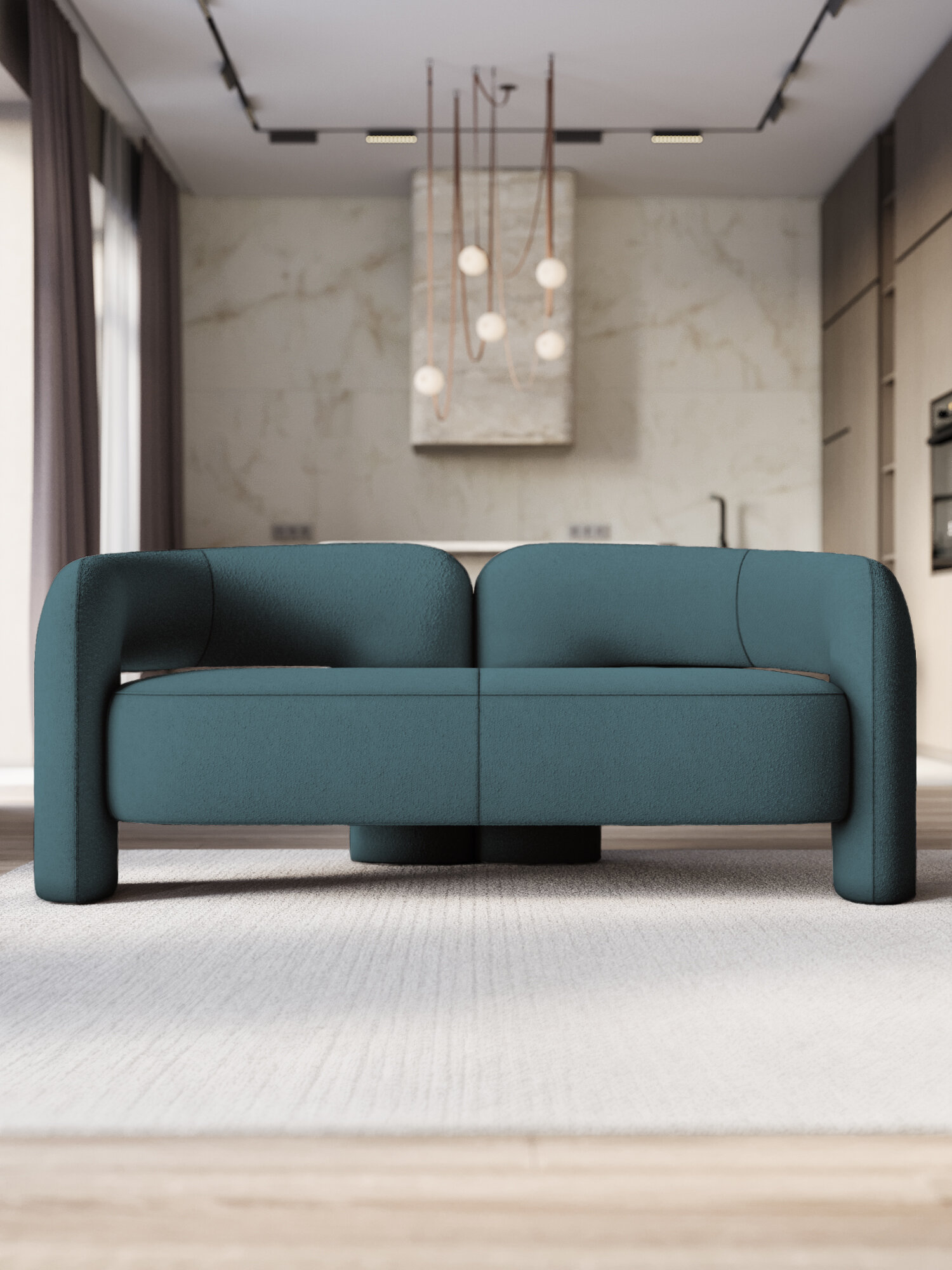 Диван дизайнерский AZZURRO, букле BRAVO SAILOR 182 см. прямой