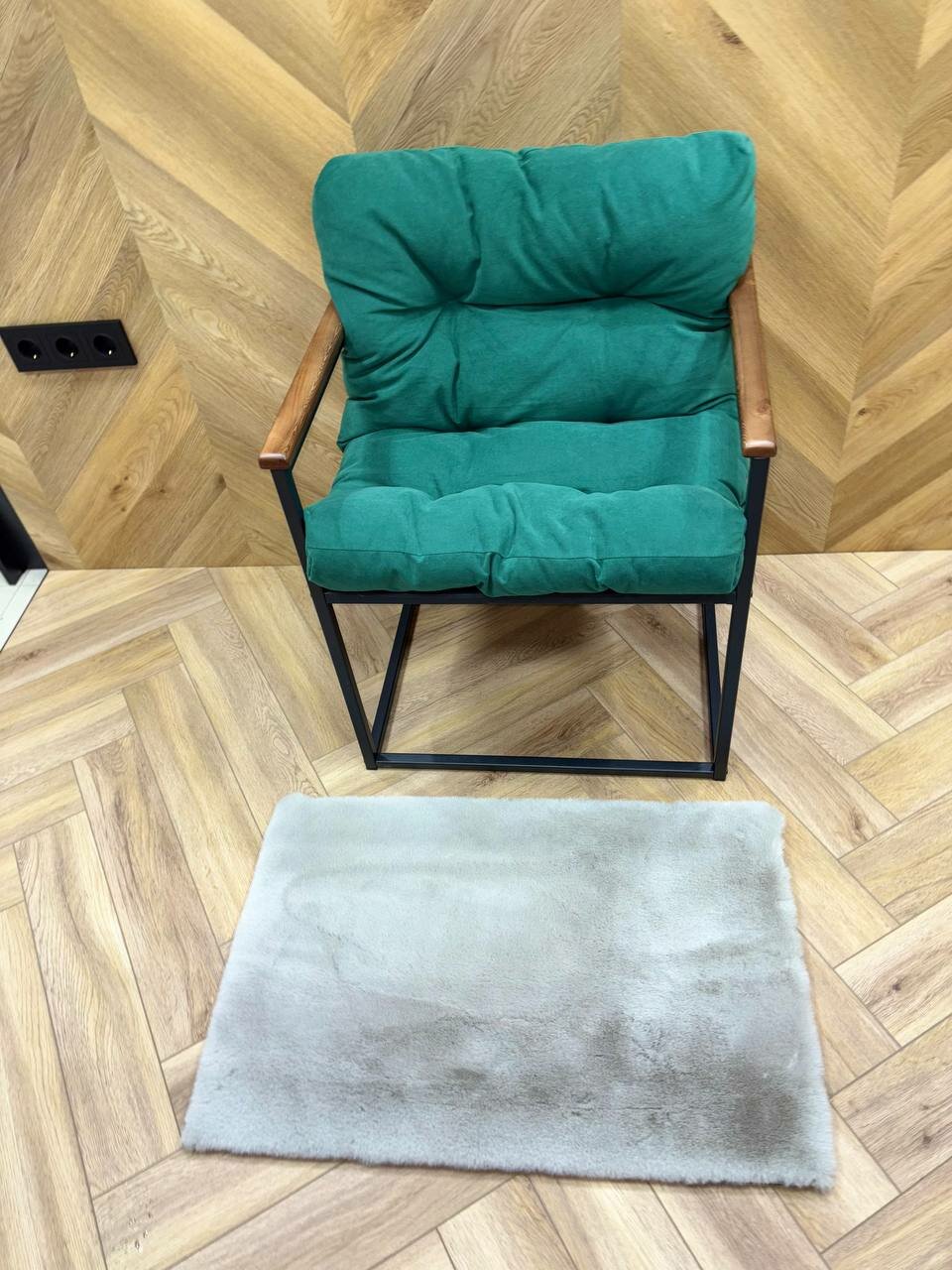 Ковер мех кролика пушистый Мальдивский песок 0,5*0,8 Прямоугольник, светло-серый